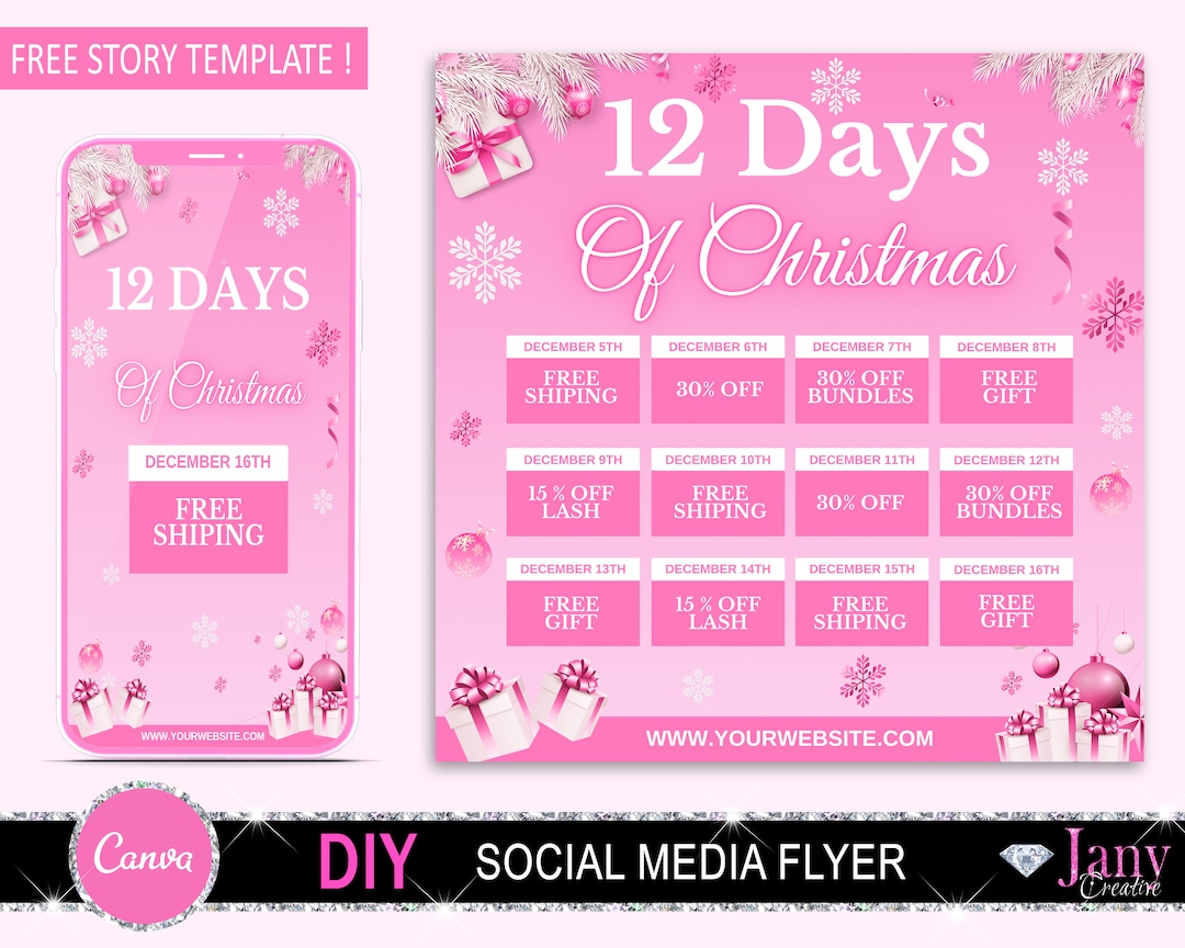 Christmas Flyer, 12 Days of Christmas, Holiday Flyer, Christmas ...