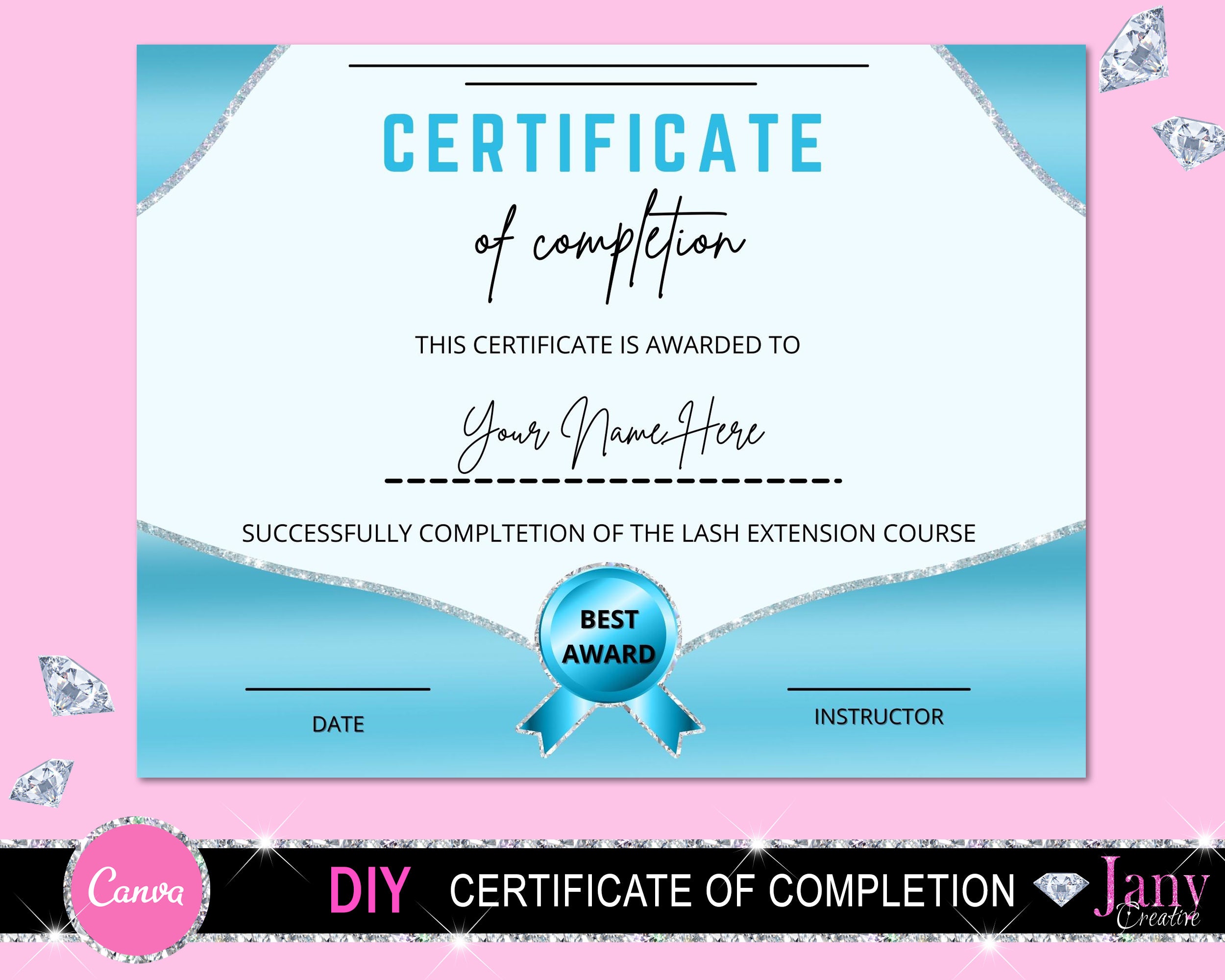 Certificate Of Completion Template Blue