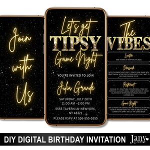 Game Night Birthday Party Invitation | Animated Lets Get Tipsy Game ...