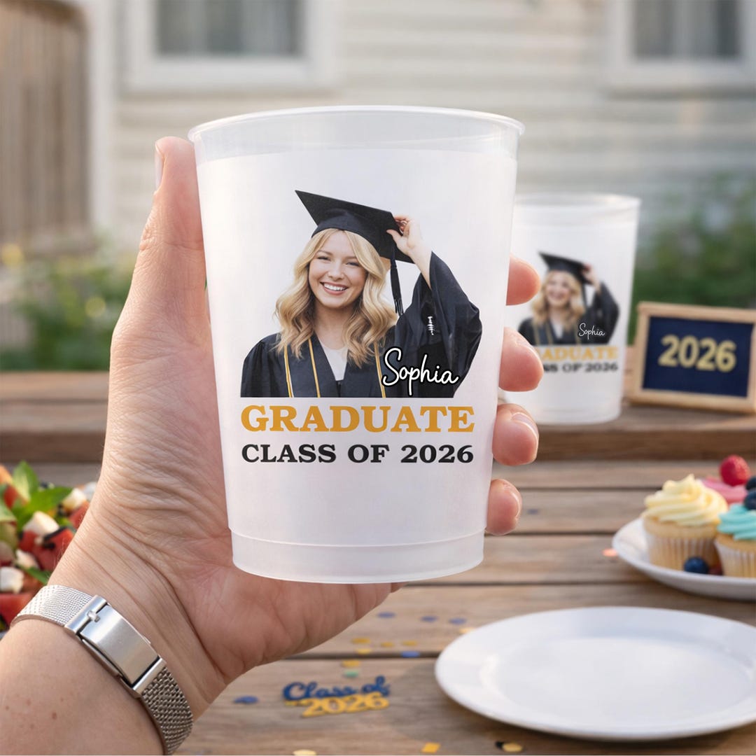 Personalized Photo Graduation Cups, Custom Graduation 2026 Frosted Cups ...