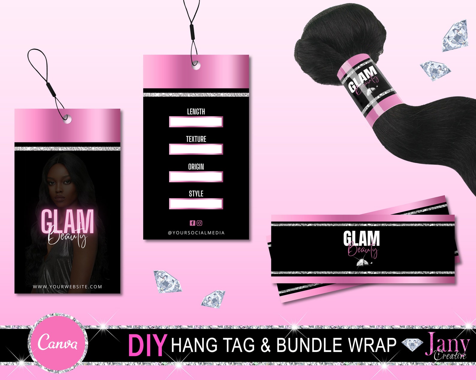 Hair Bundle Wraps Hair Hang Tag Small Business Hang Tag - Etsy