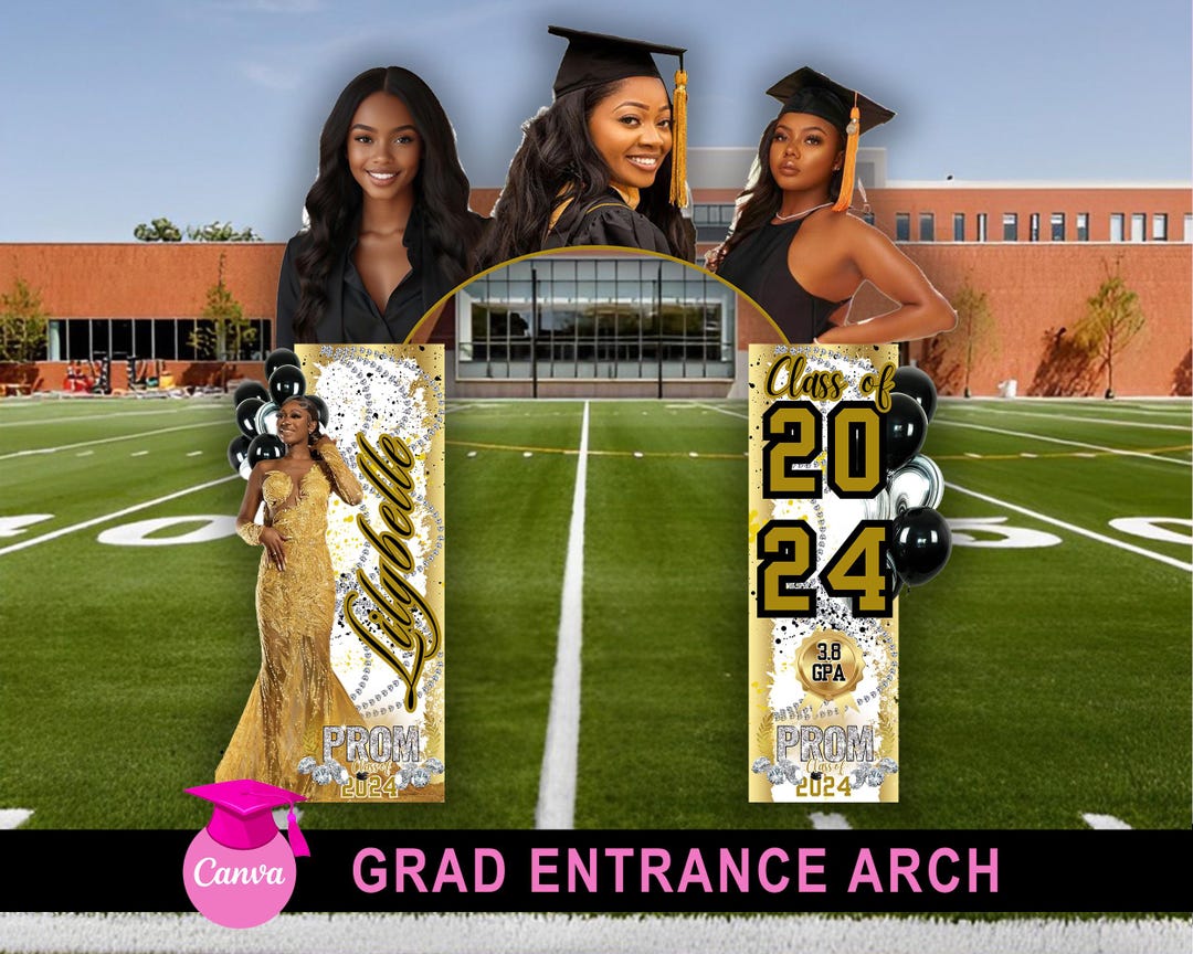 Gold Glitter Graduation Arch, Graduation Entrance Arch Editable in ...