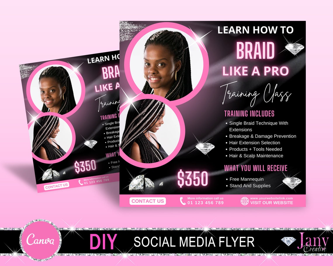 DIY Braiding Training Flyer Braided Course Flyer DIY Hair - Etsy