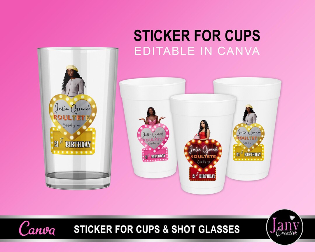 Roulette Please Birthday Sticker, Styrofoam Cup Sticker Template, Teen ...