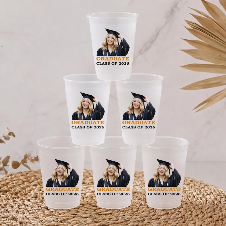 Personalized Photo Graduation Cups, Custom Graduation 2026 Frosted Cups ...