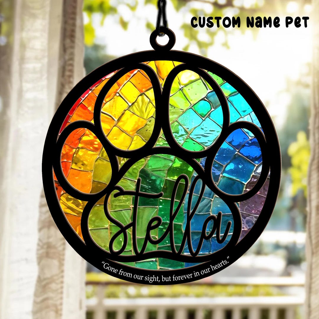 Personalized Suncatcher Pet Memorial, Custom Name, Dog / Cat/ Pet ...