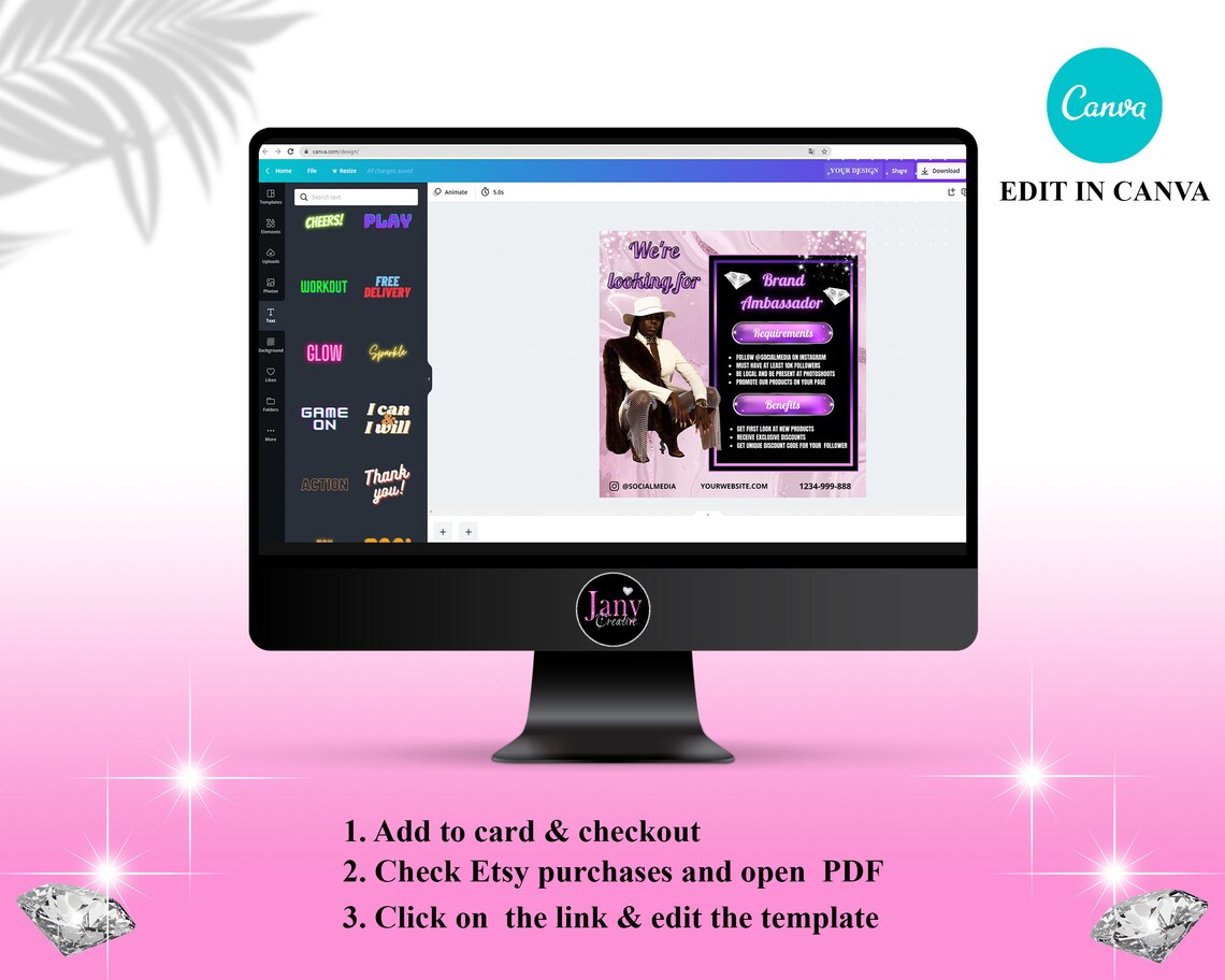 DIY Brand Ambassador Flyer Influencer Flyer Content Creator | Etsy