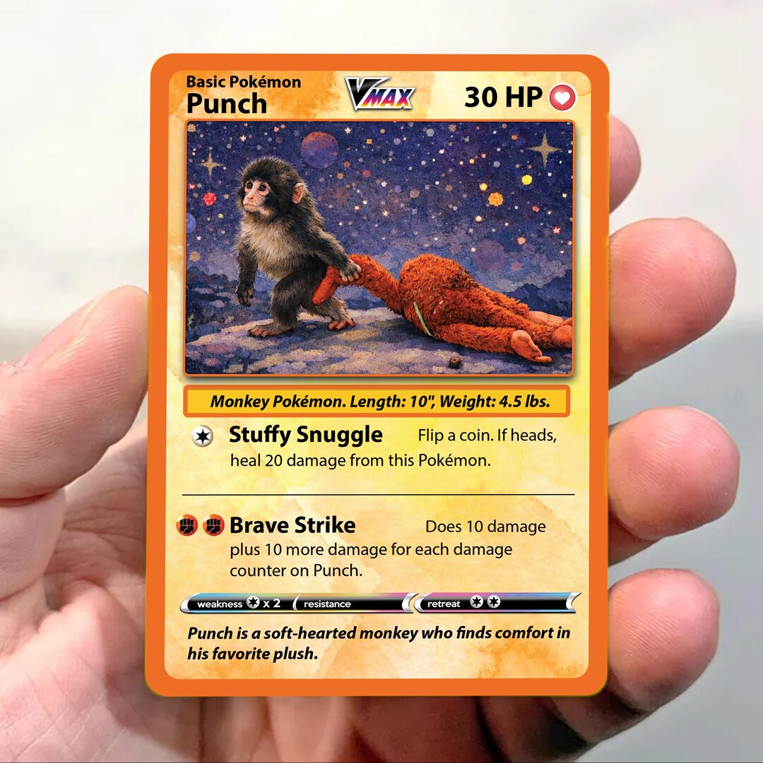 Punch Monkey Card - Holographic Card, Gift for Him/her - Etsy