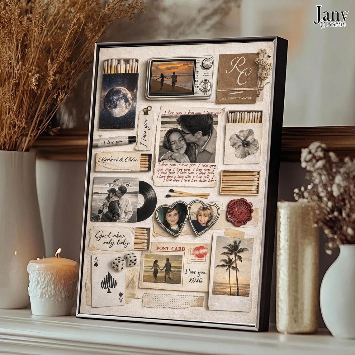 Couple Memory Collage Gift, Personalized Anniversary Gift for Husband ...