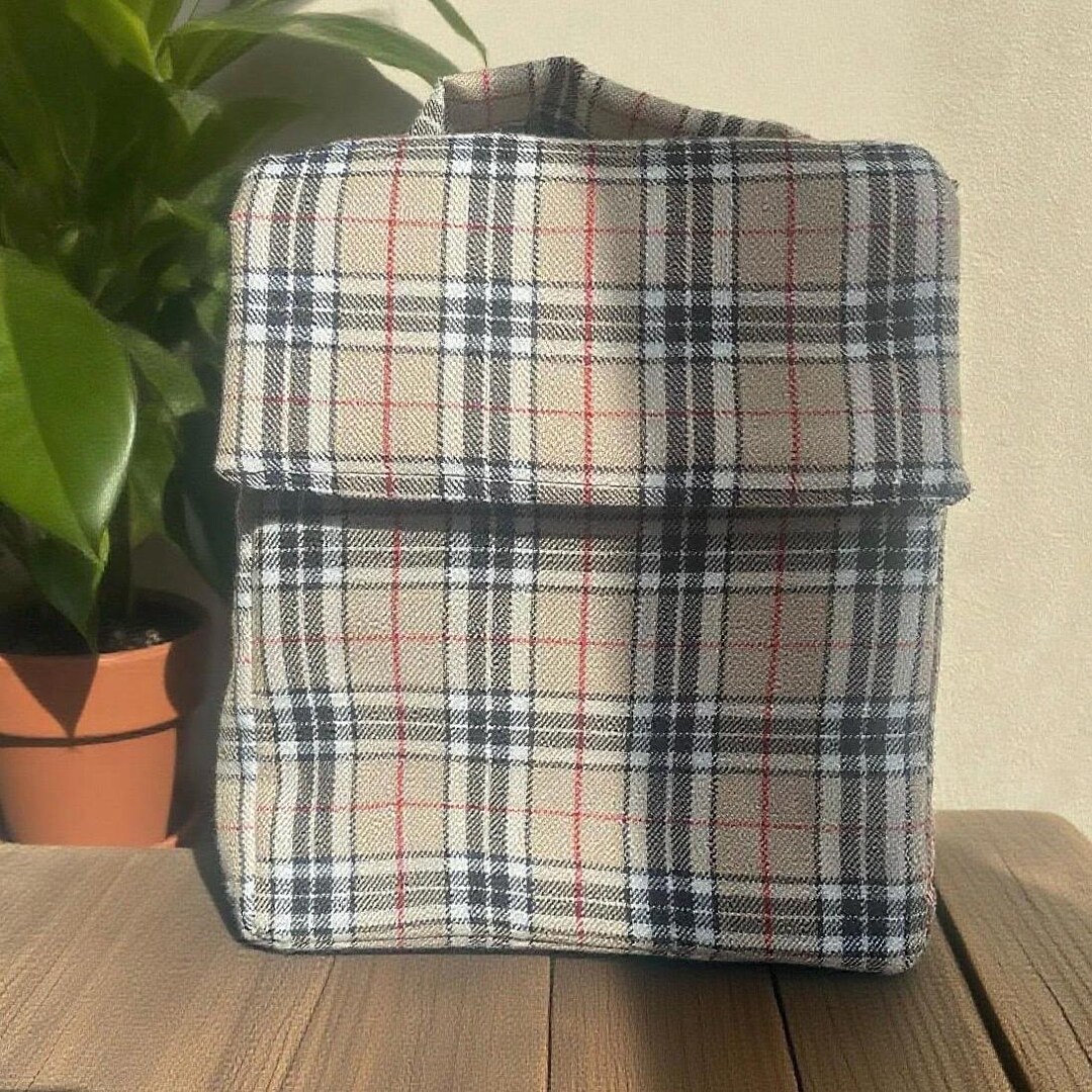 Handmade Caramel Plaid Insulated Lunch Bag: Reusable Cooler - Etsy
