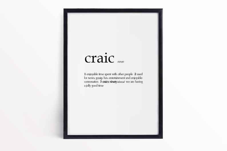 Craic Definition Print, Derry, Derry Dialect, Contemporary, Minimalist ...