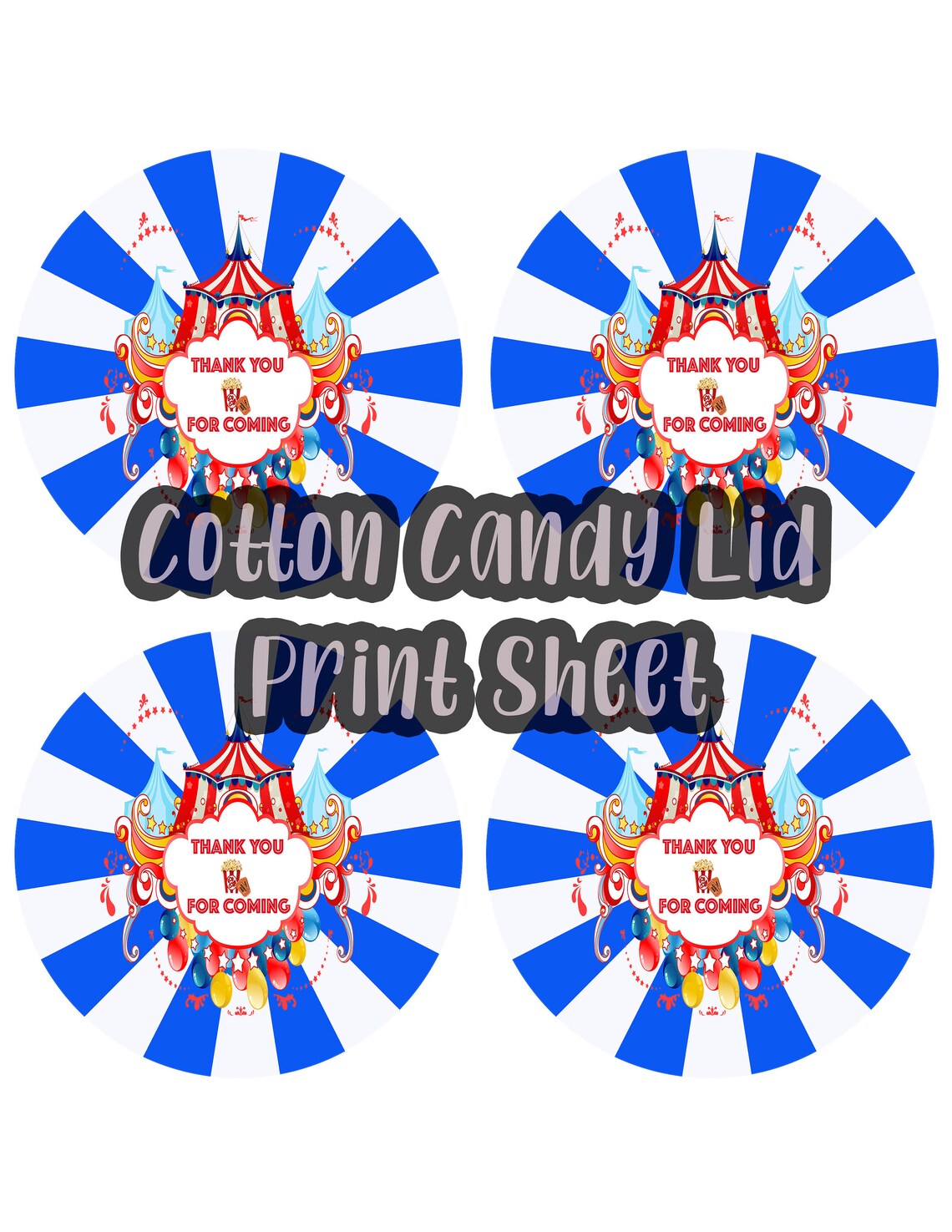 Carnival Cotton Candy Label Cotton Candy Tub and Lid Label - Etsy