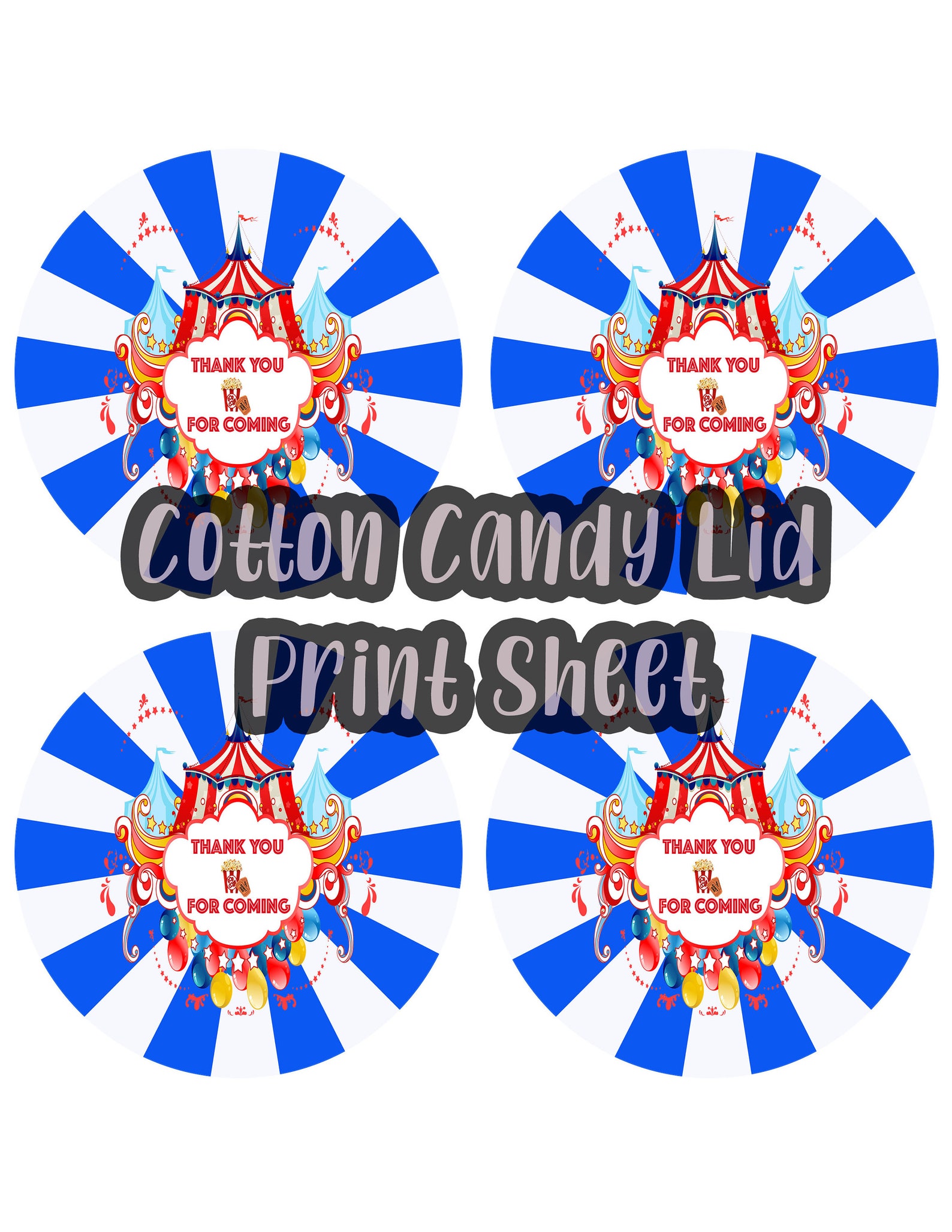 Carnival Cotton Candy Label- Cotton Candy Tub and Lid Label- Carnival ...