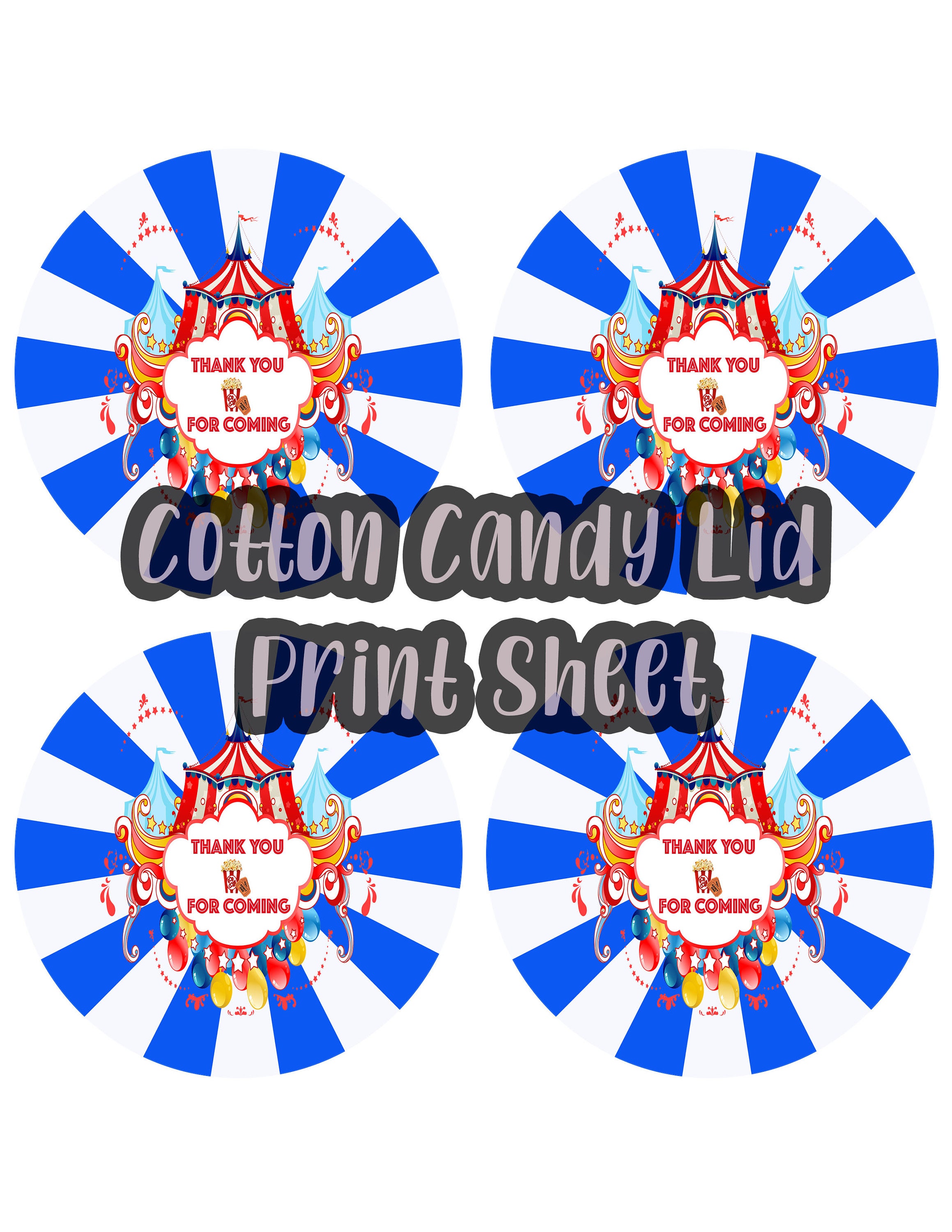 Carnival Cotton Candy Label- Cotton Candy Tub and Lid Label- Carnival ...