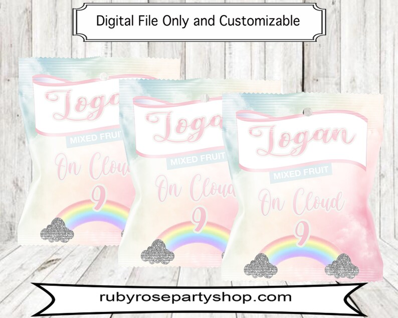 Cloud Nine Fruit Snack Party Favor- Cloud 9 Party Favor- Custom Fruit ...