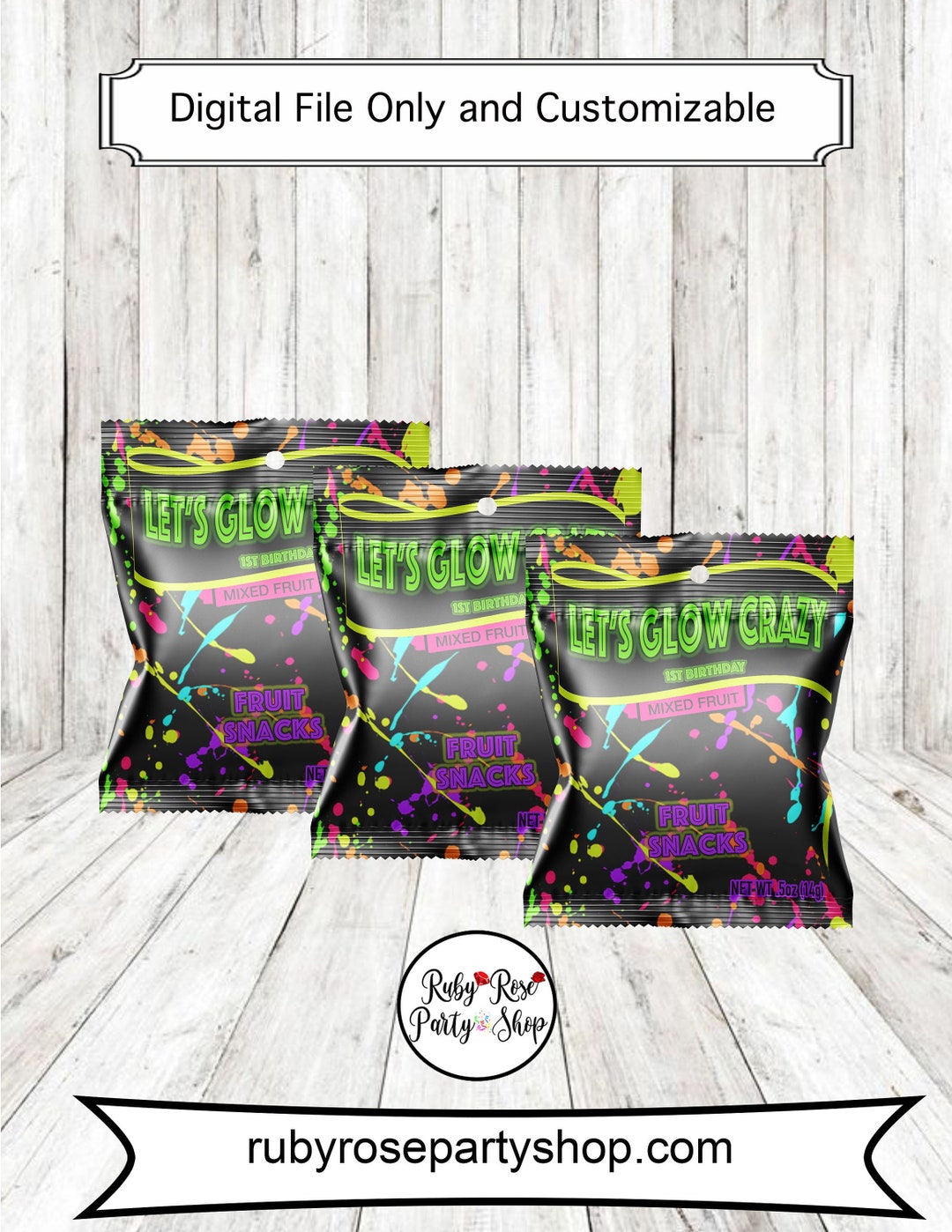 Glow Party Fruit Snack Wrapper- Fruit Snack Party Favor- Neon Party ...