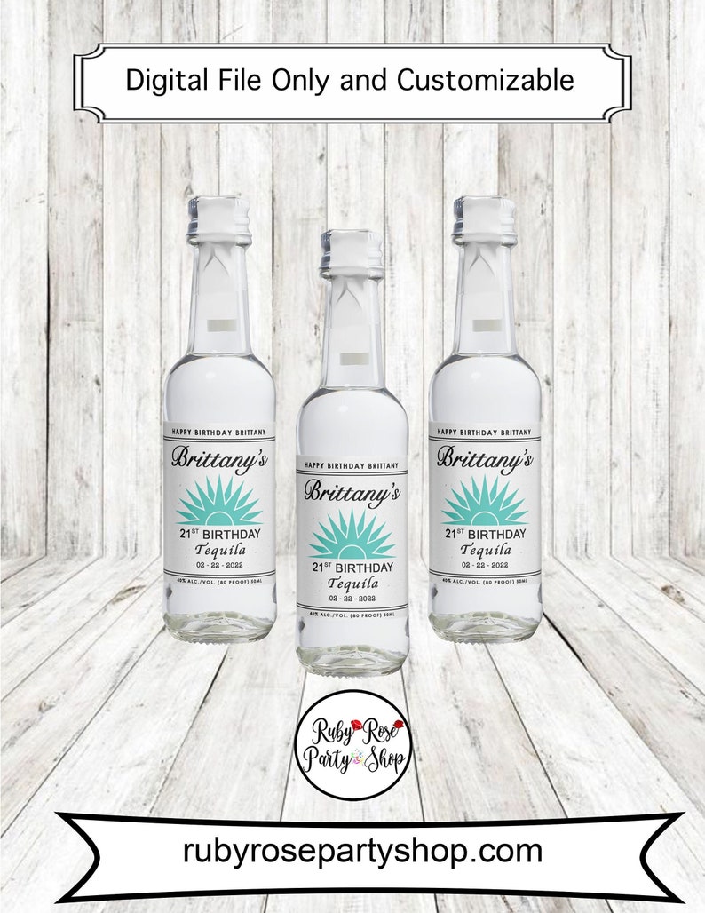 Mini Tequila Label Mini Tequila Party Favor Custom Tequila | Etsy