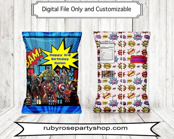 Superhero Chip Bag Superhero Party Favor Kids Birthday Party - Etsy