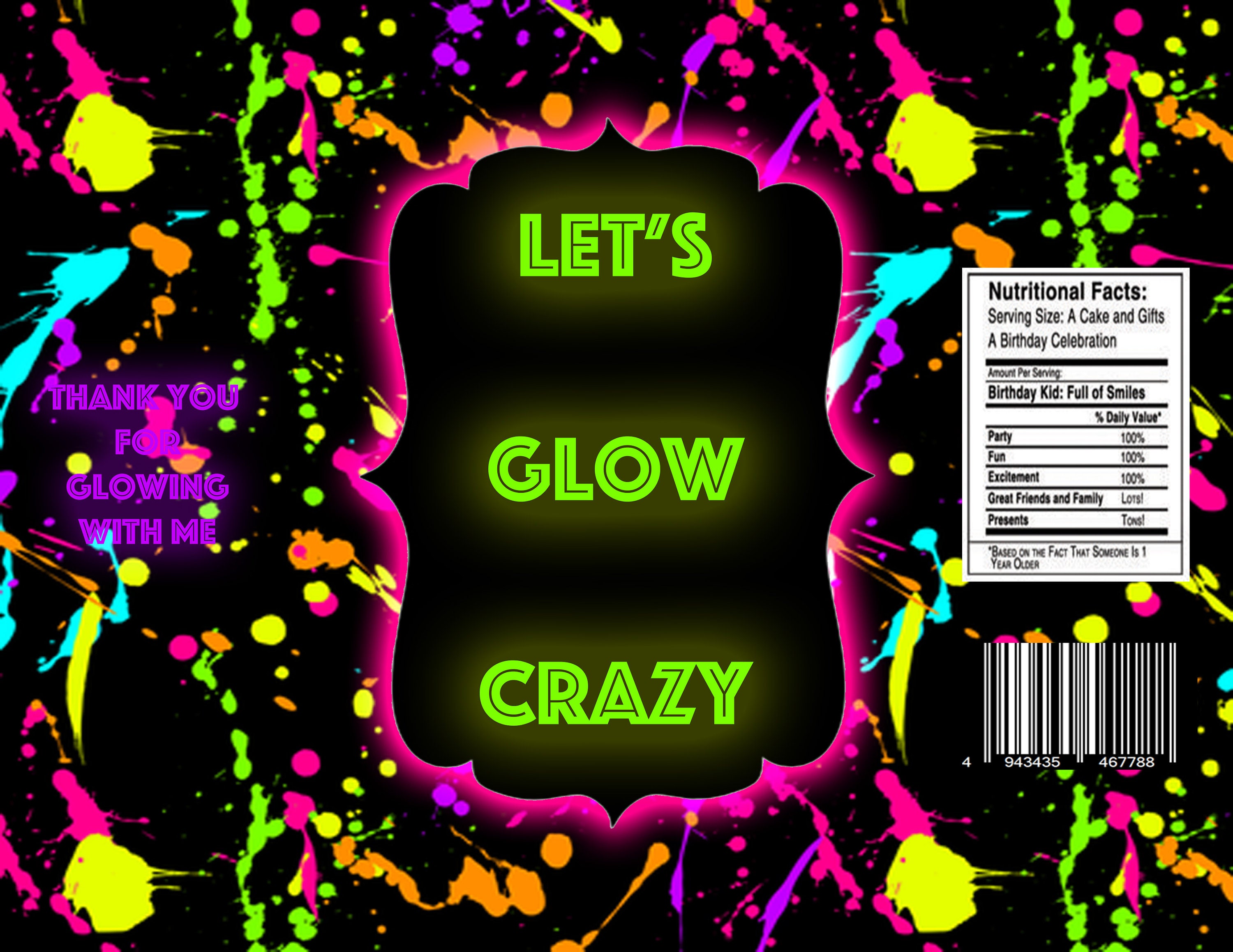 Glow Party Chip Bag - Custom Glow Party Chip Bag - Custom Chip Bag ...