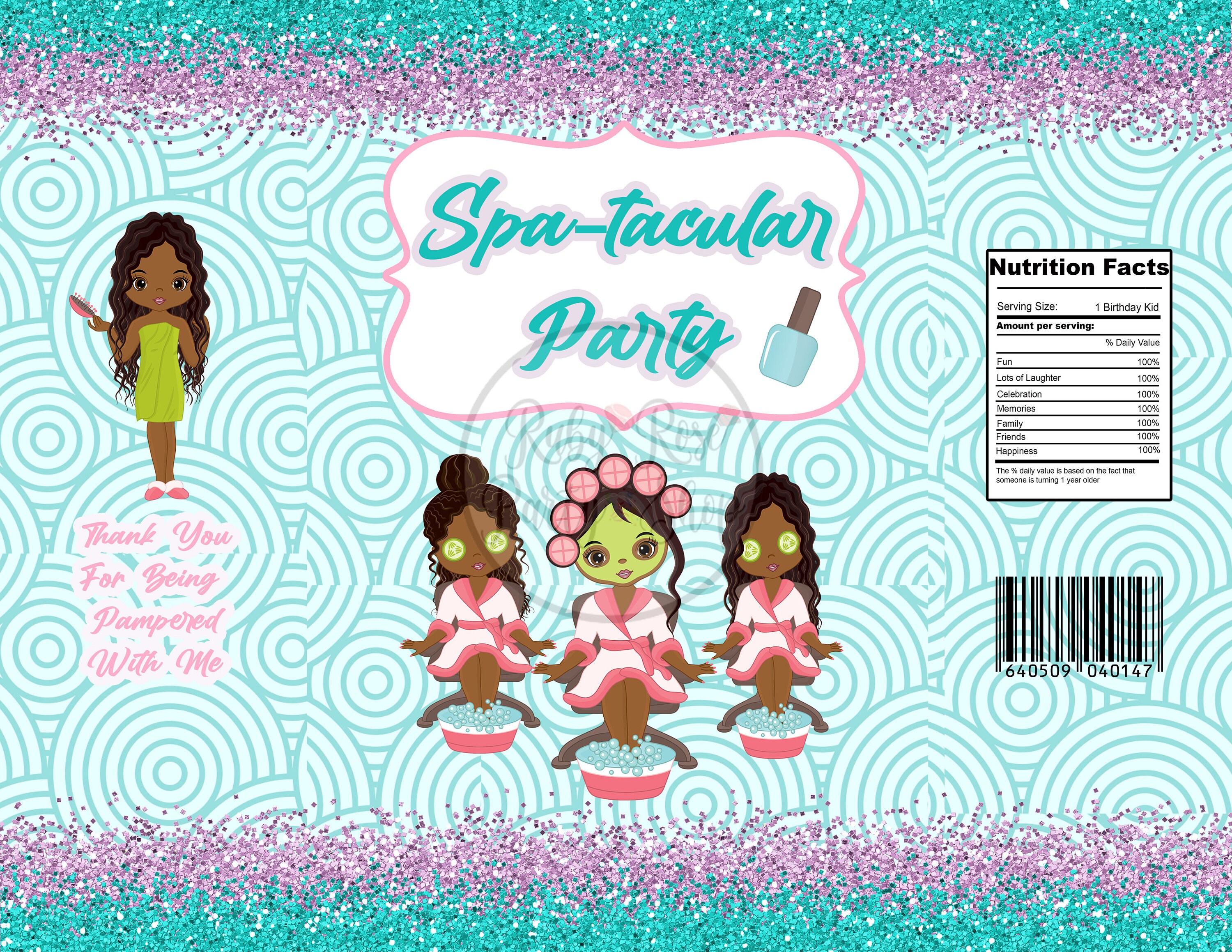 Spa Party Chip Bag Custom Chip Bag Spa Chip Bag Spa Party Favor Pamper ...