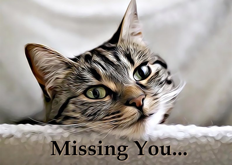 Missing You Cute Kitten Card Printable Thinking of You Card, Download ...