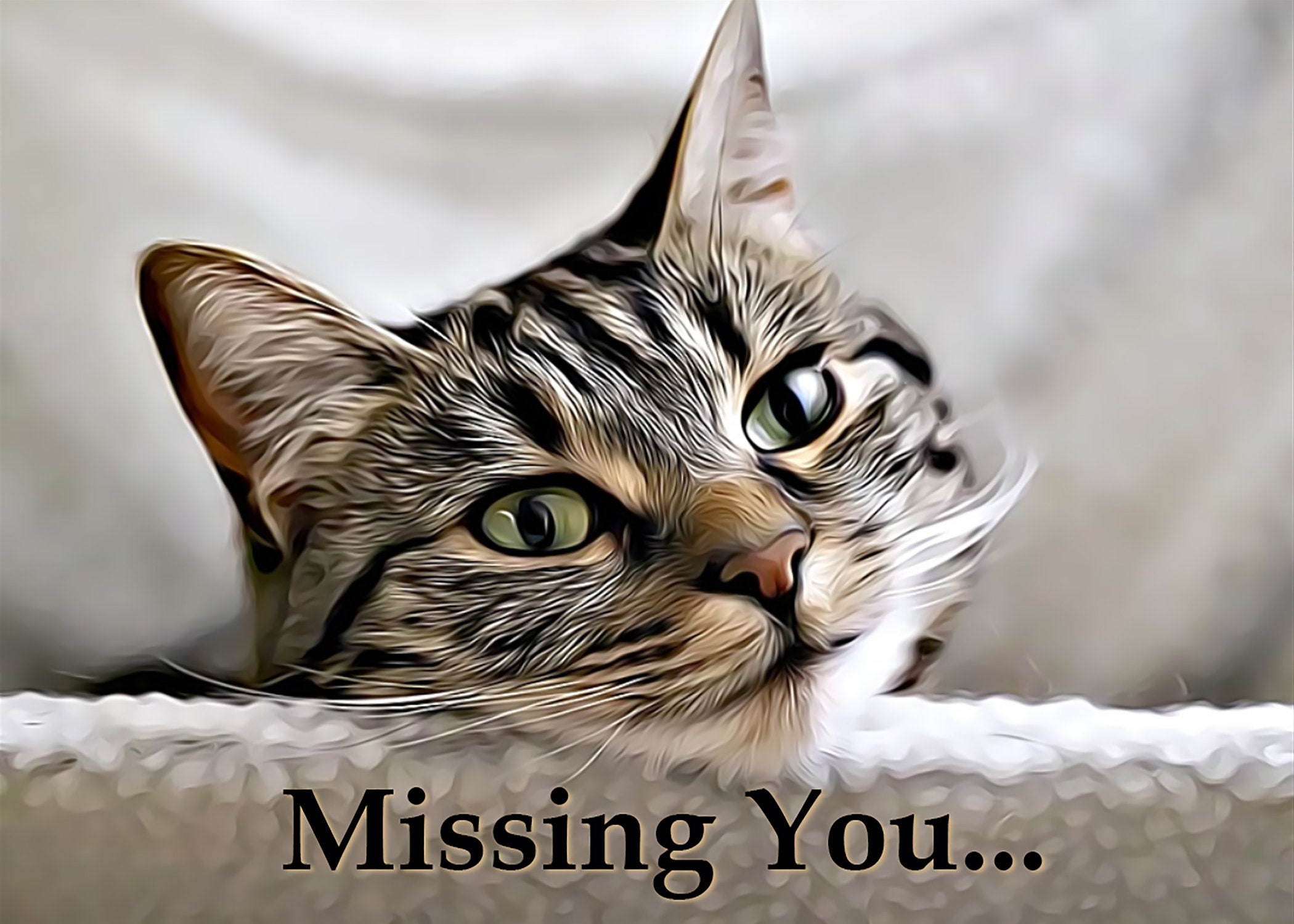 Missing You Cute Kitten Card Printable Thinking of You Card, Download ...