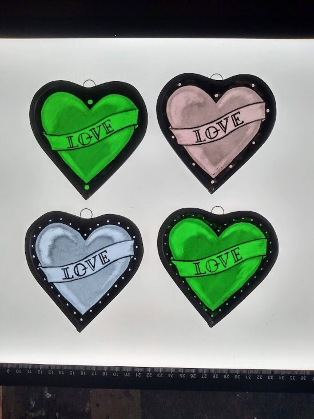 Love - Hand Painted Stained Glass Heart. - Etsy UK