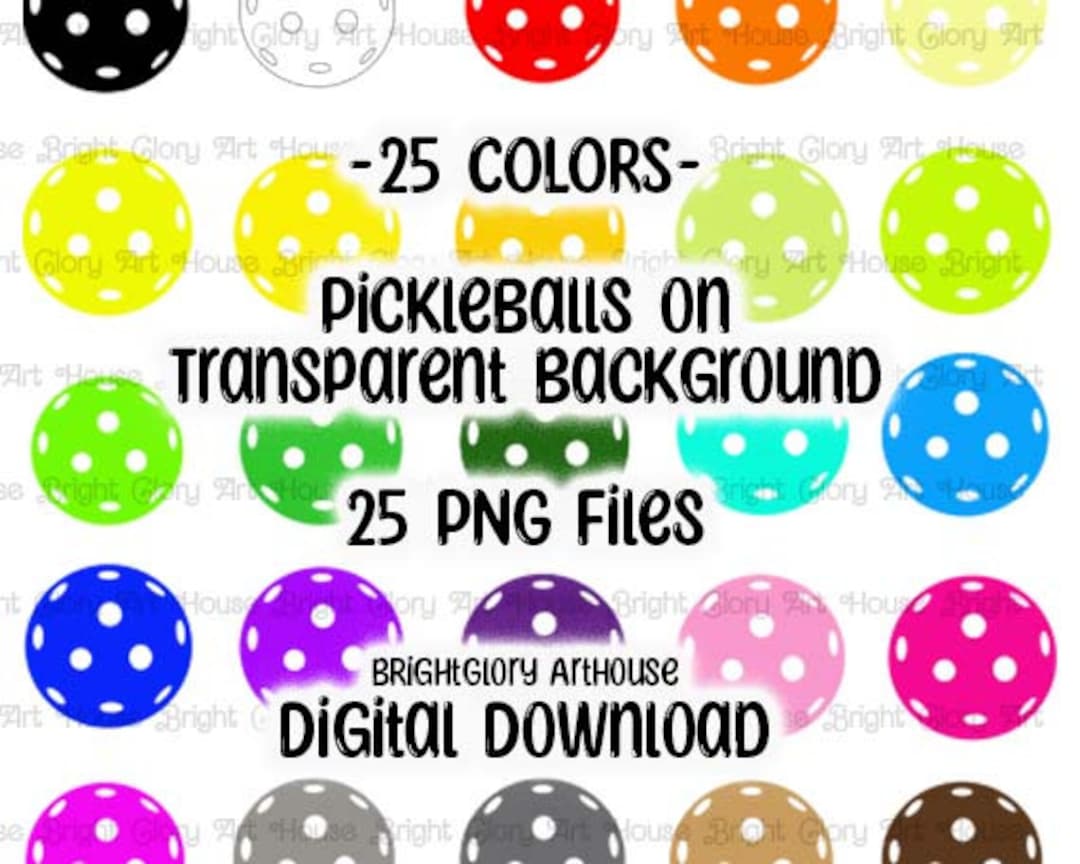 25 Color Pickleballs PNG - Transparent Background- Digital Download ...