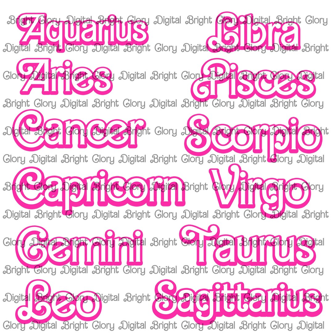 All 12 Zodiac Signs PNG and JPEG Digital Download Airbrush Graffiti 90s ...