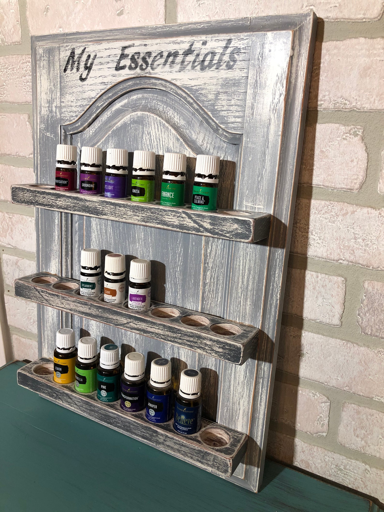 Wooden Oak Essential Oil Hanging Storage Shelf Holds 24 Bottles - Etsy