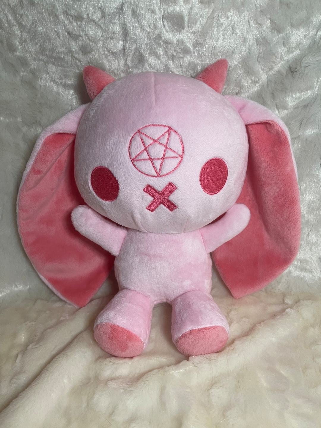 Light Pink Demon Bunny Plush - Etsy