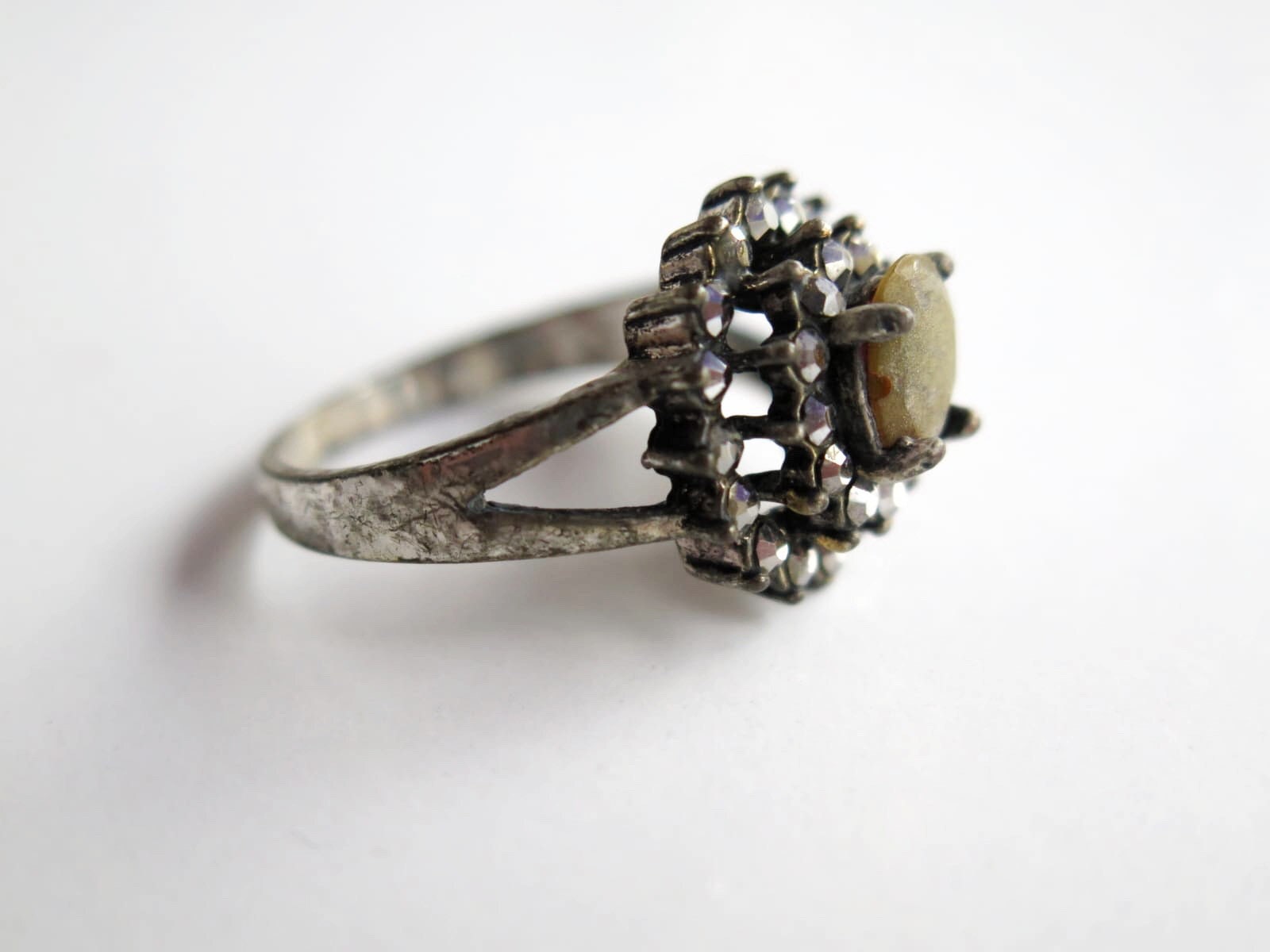 Vintage Victorian Multistone Natural Stone Brass Ring Jewelry,art Deco ...