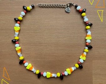 Halloween Candy Corn Necklace Chunky Bubblegum Bead Necklace / - Etsy