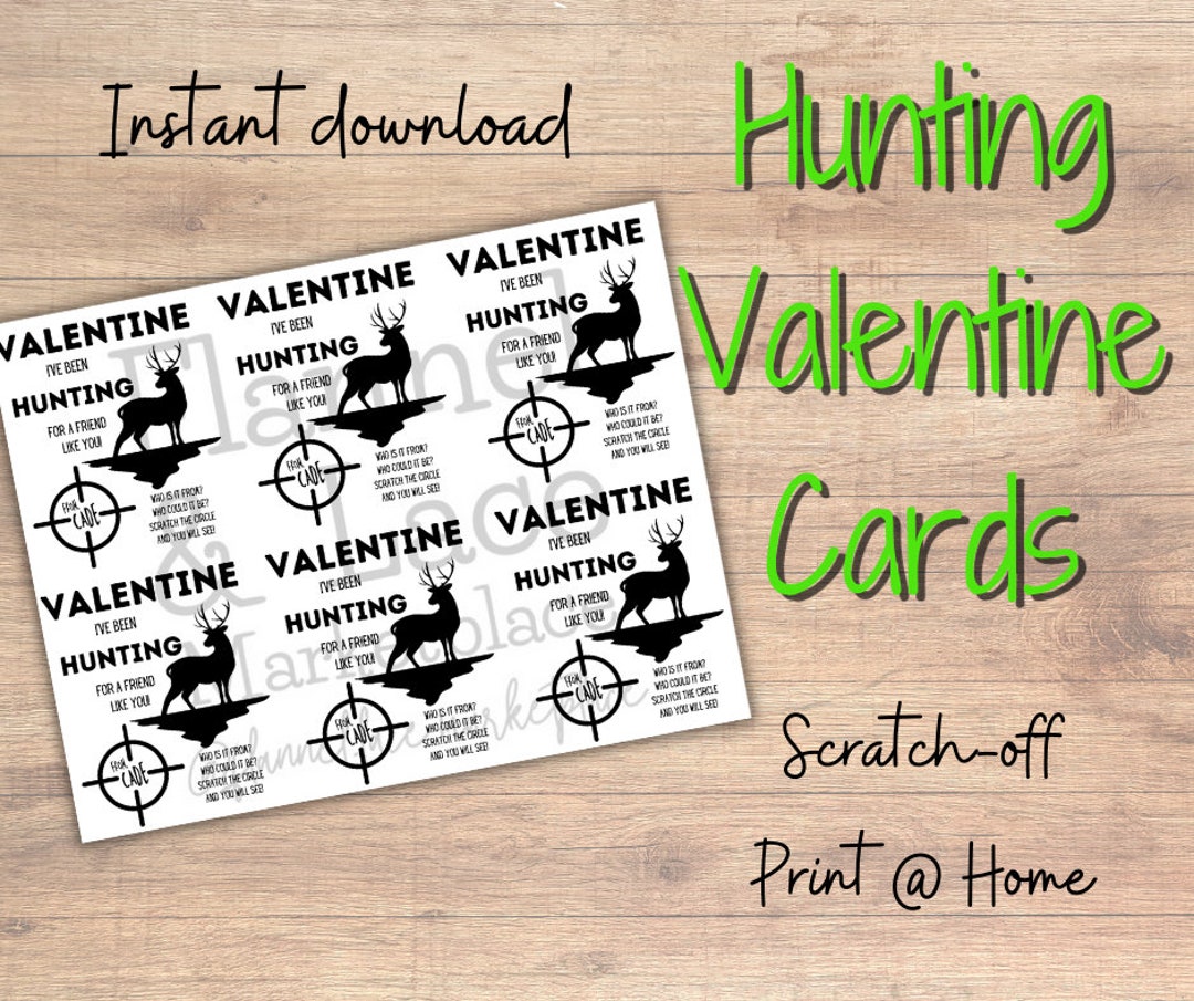 Valentines Day Printable, Hunting Valentine Cards, Scratch off Sticker ...