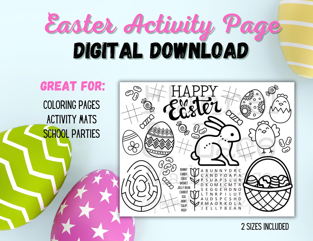 Easter Printable, Bunny Busy Pages, Placemat for Kids, Instant Download ...