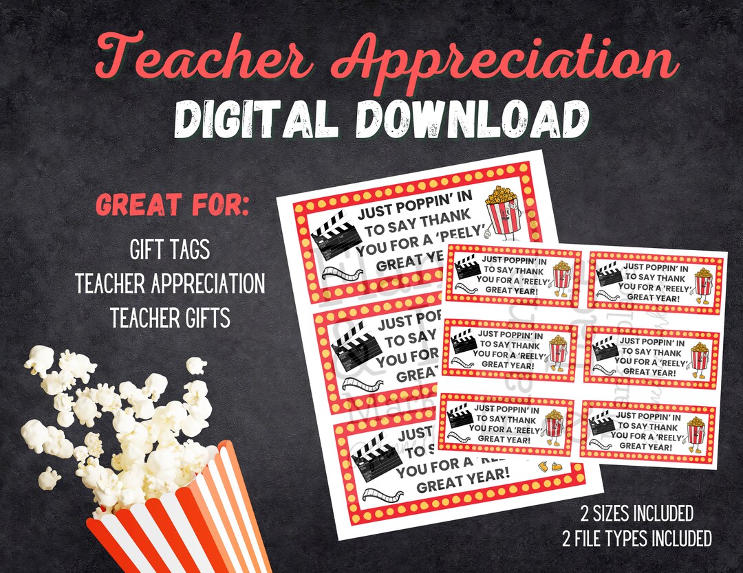 Staff Appreciation, Teacher Appreciation, Popcorn Download, Instant ...