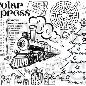 Polar Express Themed Christmas Busy Pages, Placemat for Kids, Instant ...