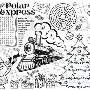 Polar Express Themed Christmas Busy Pages, Placemat for Kids, Instant ...
