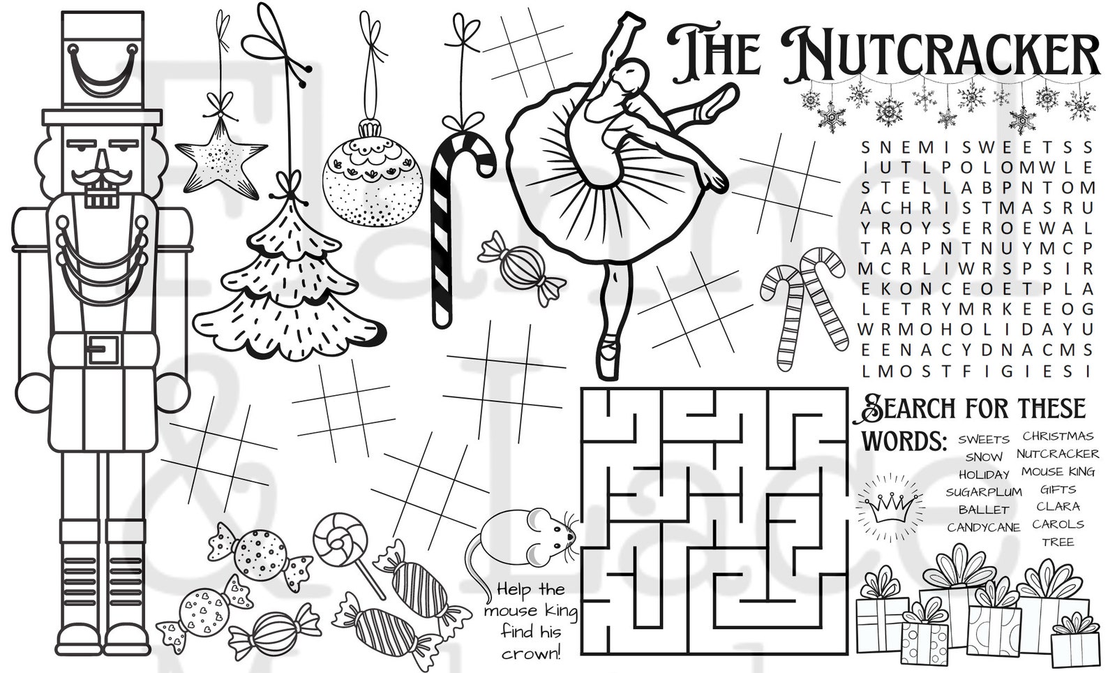 Nutcracker Themed Christmas Busy Pages, Placemat for Kids, Instant ...