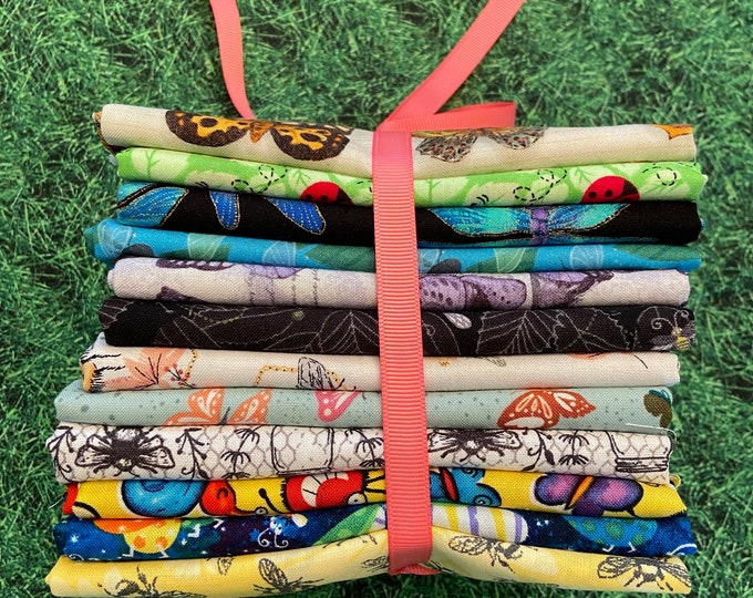 Bug Quilt Fat Quarters, 12 Fat Quarters, Bug Jar Fabric, FREE Easy ...