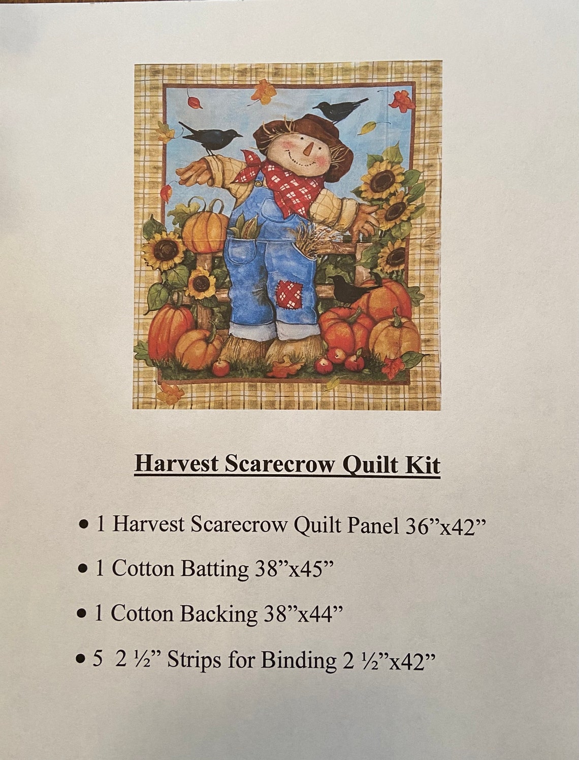 Harvest Scarecrow Quilt Kit, Easy! Make in One Day!, Includes Quilt Top ...