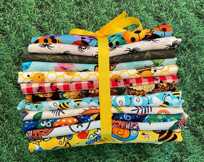 Bug Quilt Fat Quarters, 12 Fat Quarters, Bug Jar Fabric, FREE Easy ...