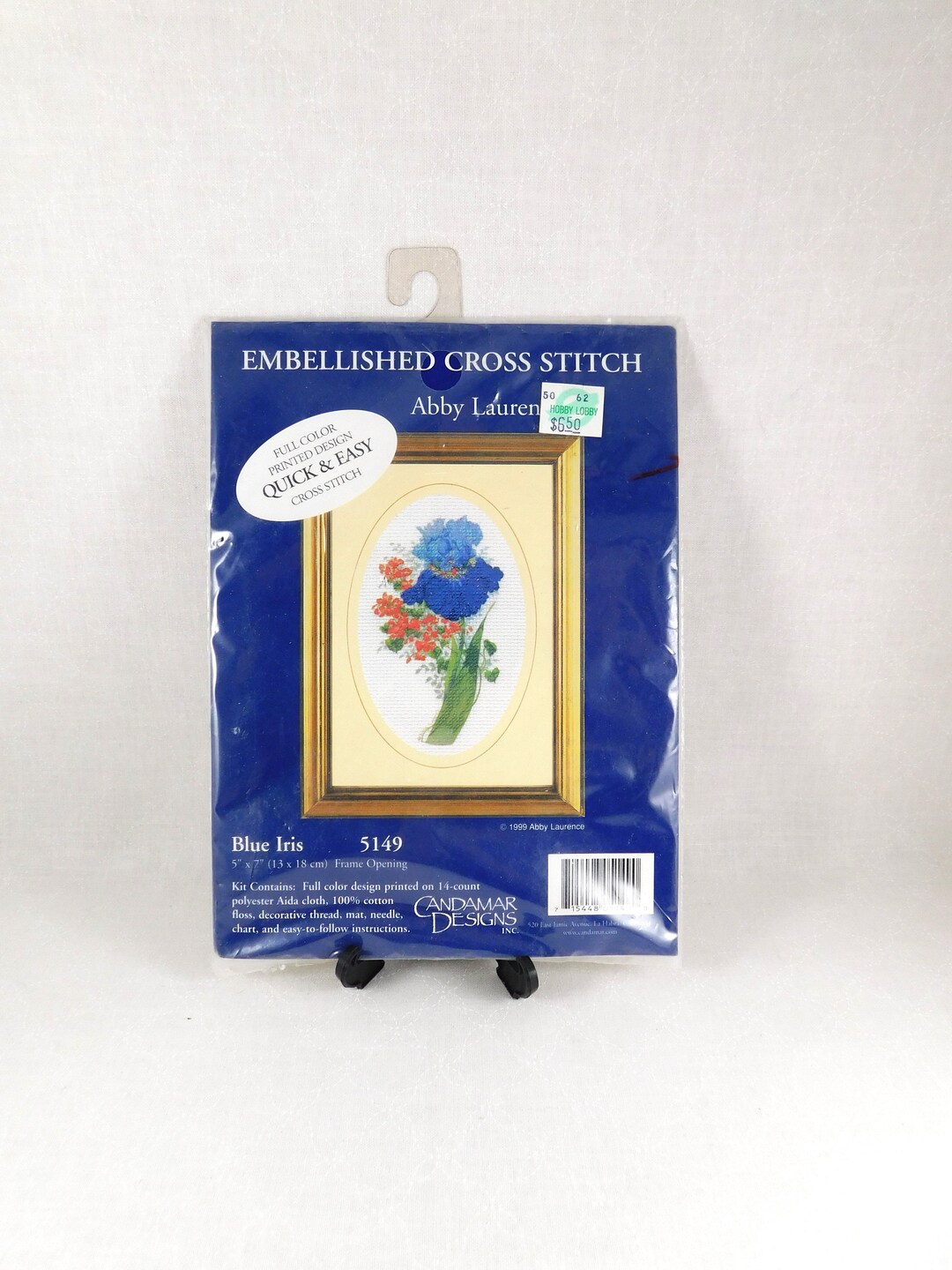 1999 Candamar Design's Embellished Cross Stitch Kit "blue Iris" by ...