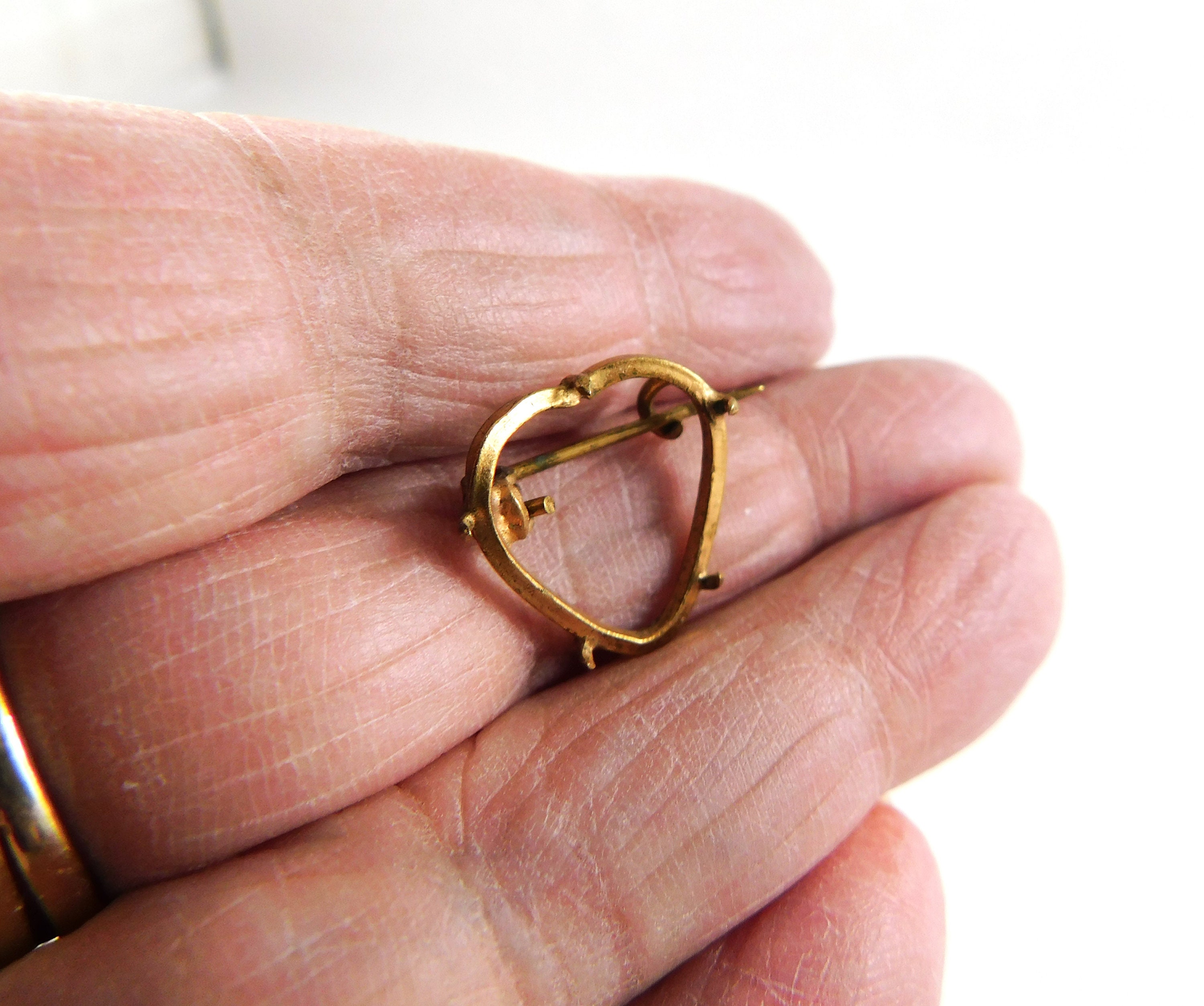 Antique 1860's verified Gold Clad Pronged Brooch Setting for Heart ...