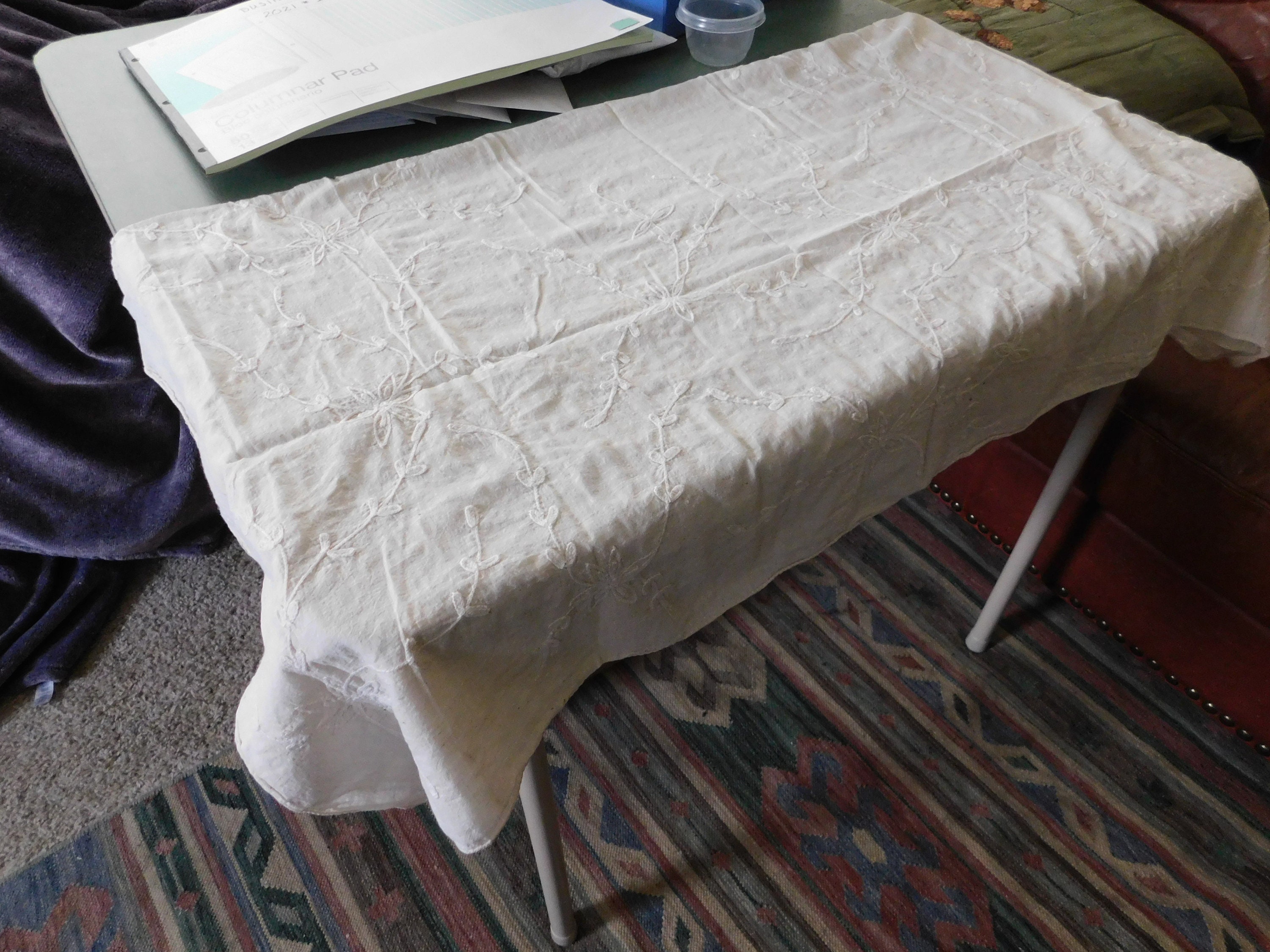 1960's Baar & Beard's Muslin Tablecloth From India, Hand Stitched ...