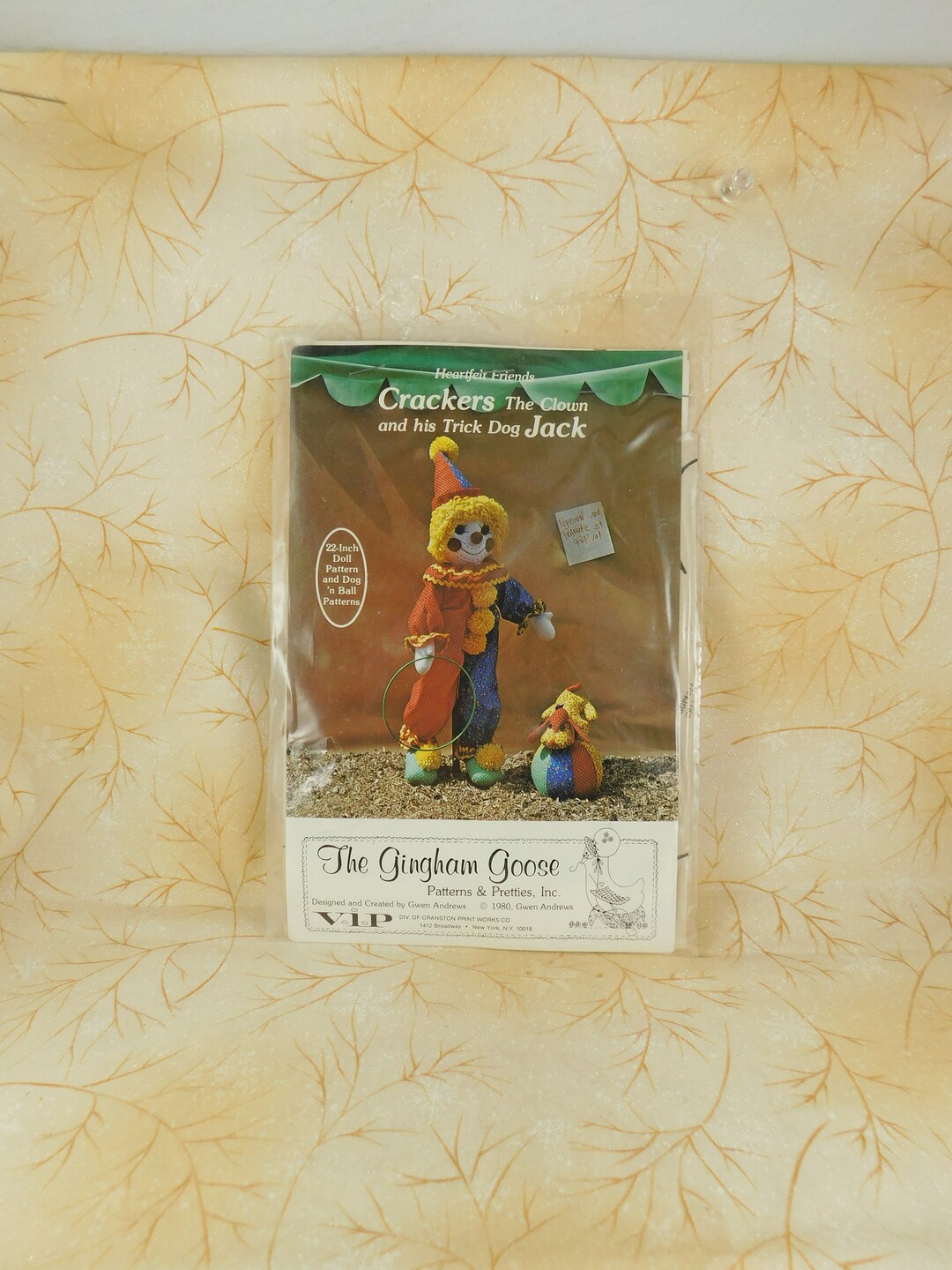 1980 crackers & Jack, by Cranston Print Works, Clown/dog Stuffie ...