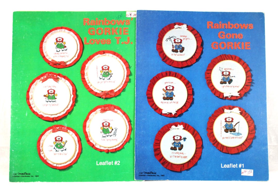 Vintage 1983 "gone Gorkie" & "gorkie Loves T. J." Cross Stitch Booklets ...