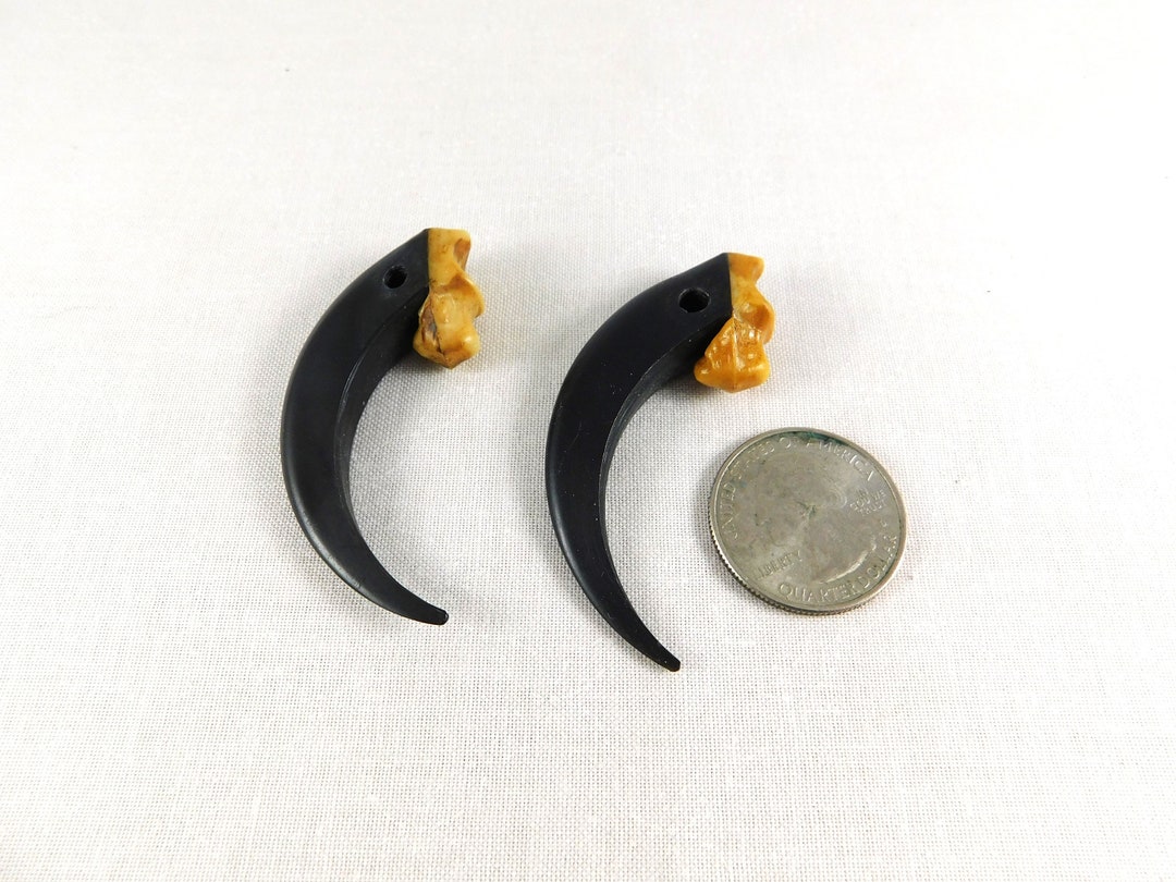 Two Acrylic Resin Black Bear Claws for Crafting, Jewelry Making, Native ...