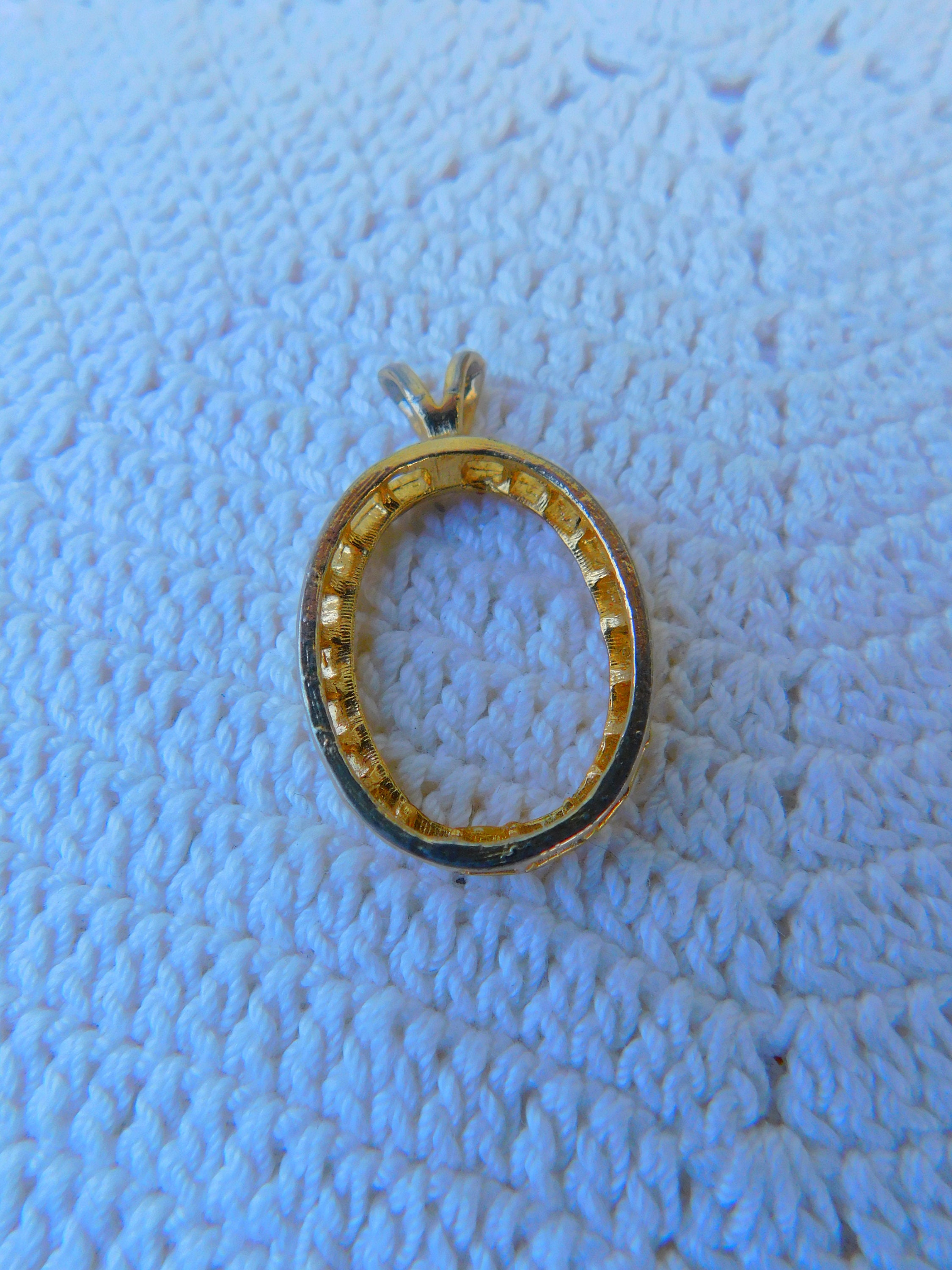 Vintage Gold Plated Basket Style Pendant Setting for 25 X 19MM Cabochon ...