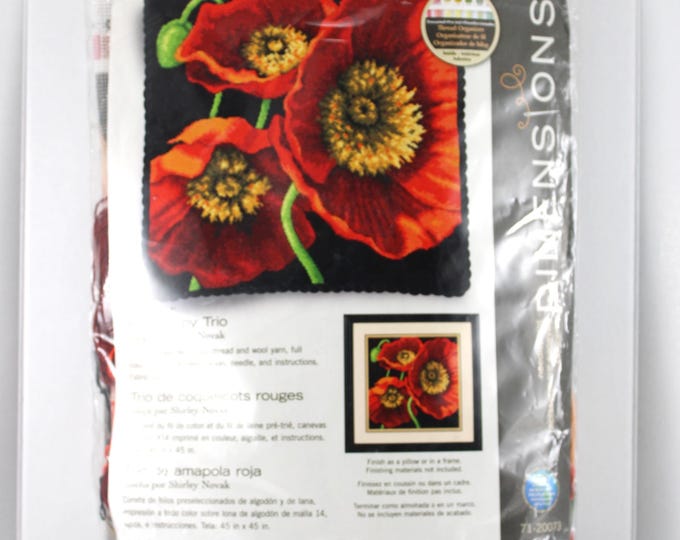 Non-vintage 2011 Dimensions Needlepoint Kit "red Poppy Trio" 3 Bright ...